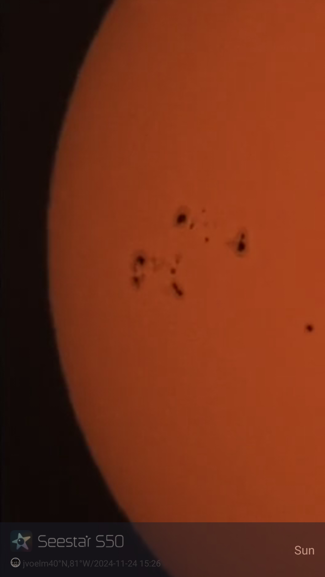Today's Sun 11/24/2024 🔭Seestar S50 #Seestar S50# #photography # #Sun ...
