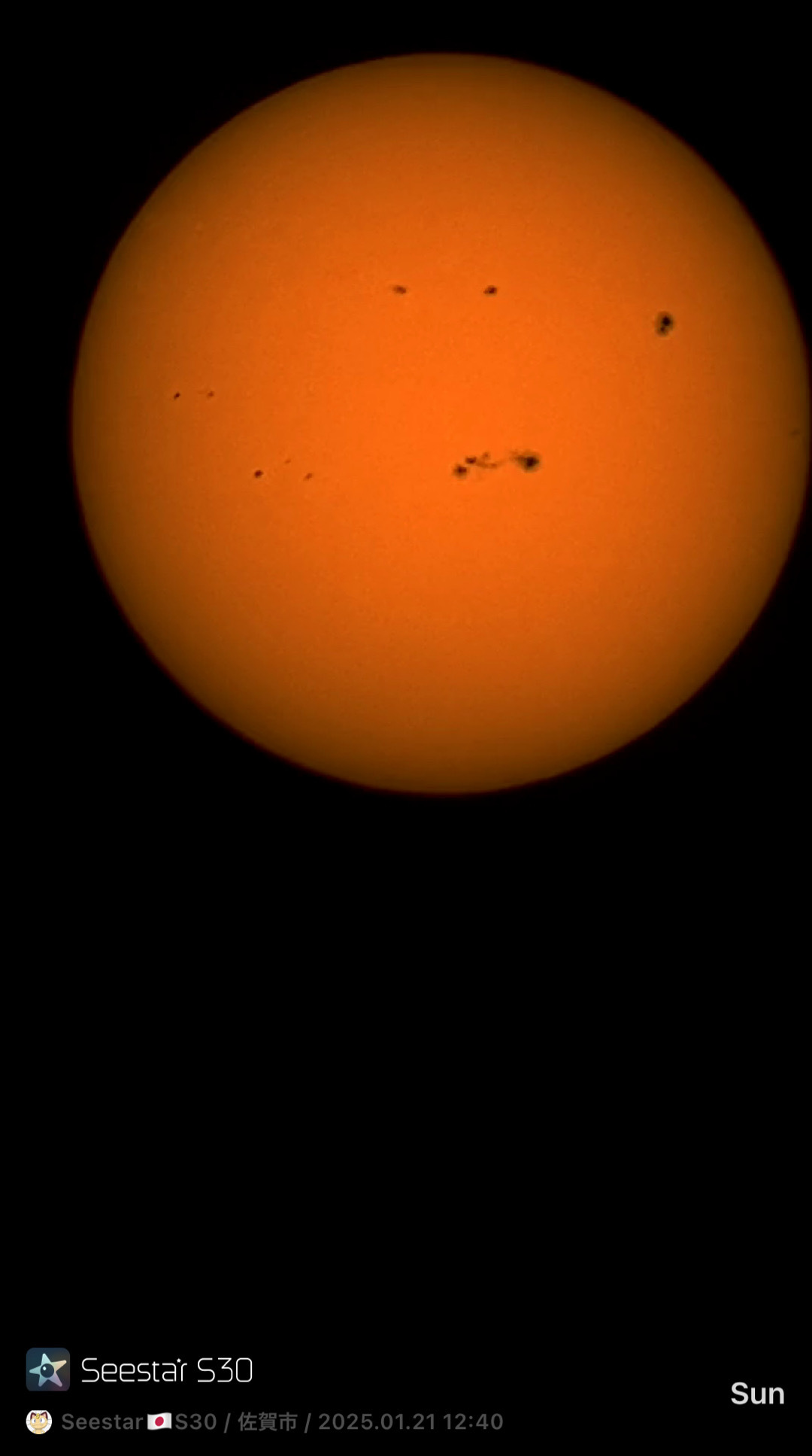 2nd shot of Sun today. There are several black spots you can clearly see.