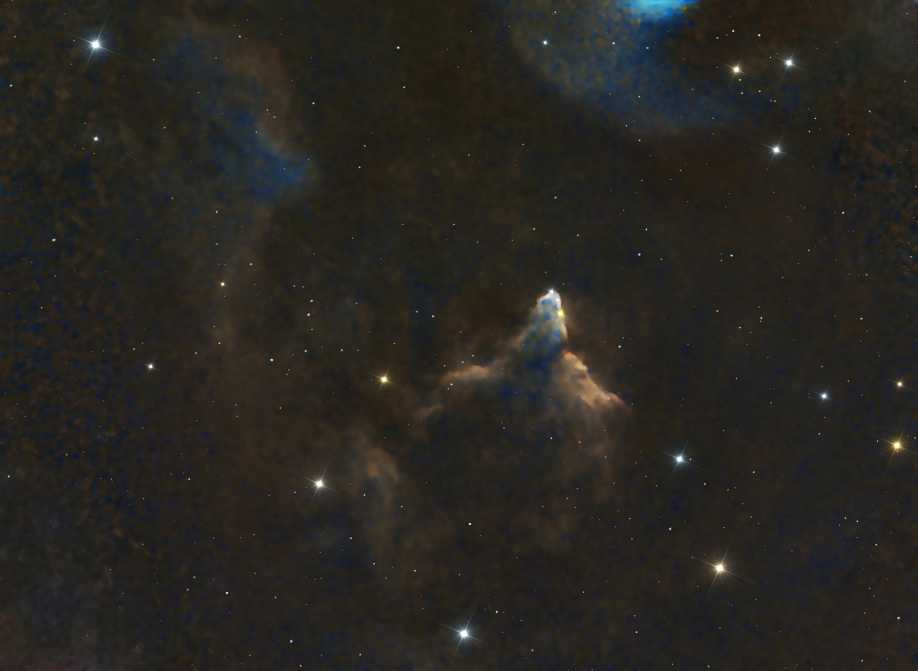 IC 63, Geist der Kassiopeia, 107 Min, Siril, Graxpert, Photoscape X ...