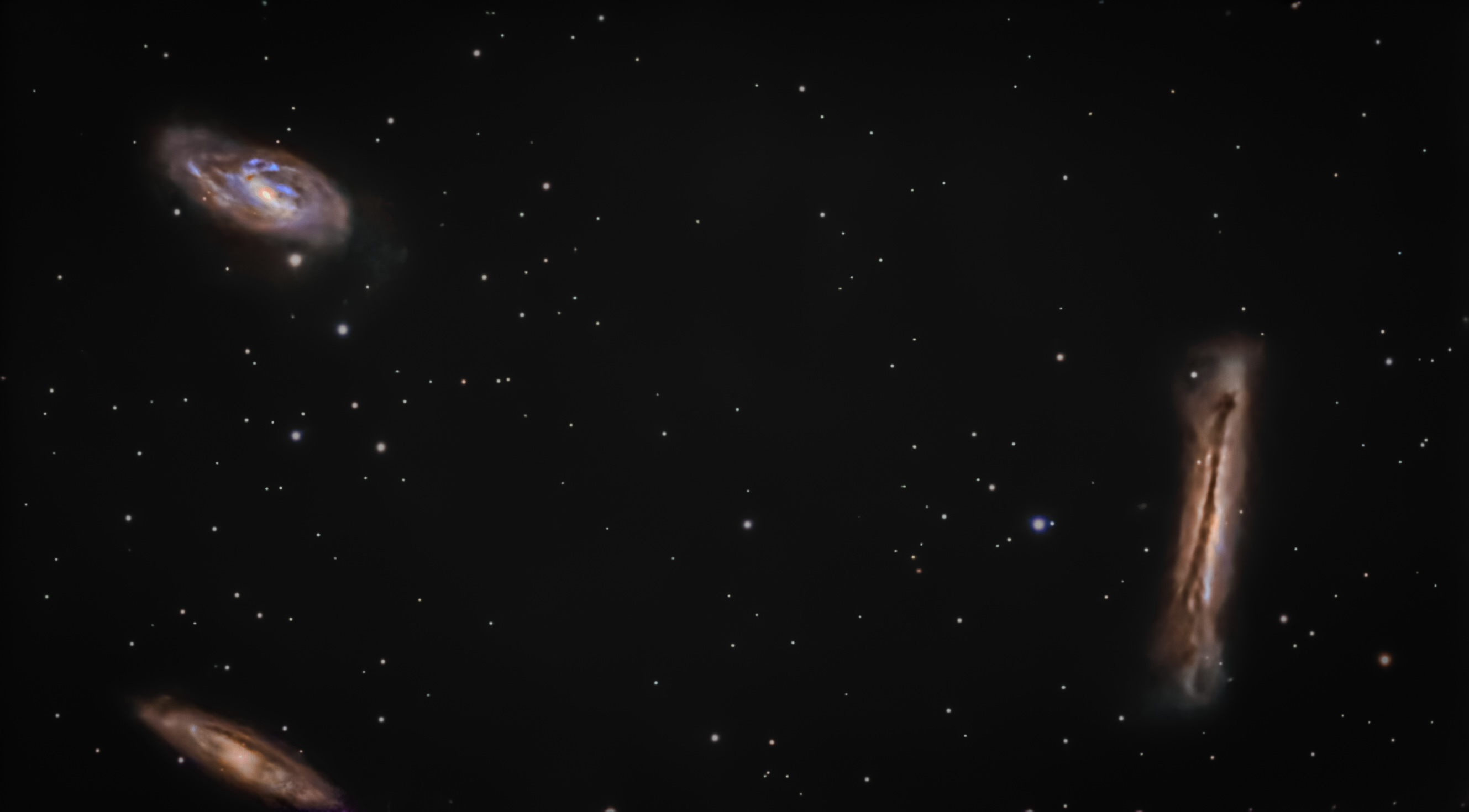 The Leo Triplet, M66, M65, NGC 3628. 90 minutes of 10 second subs ...