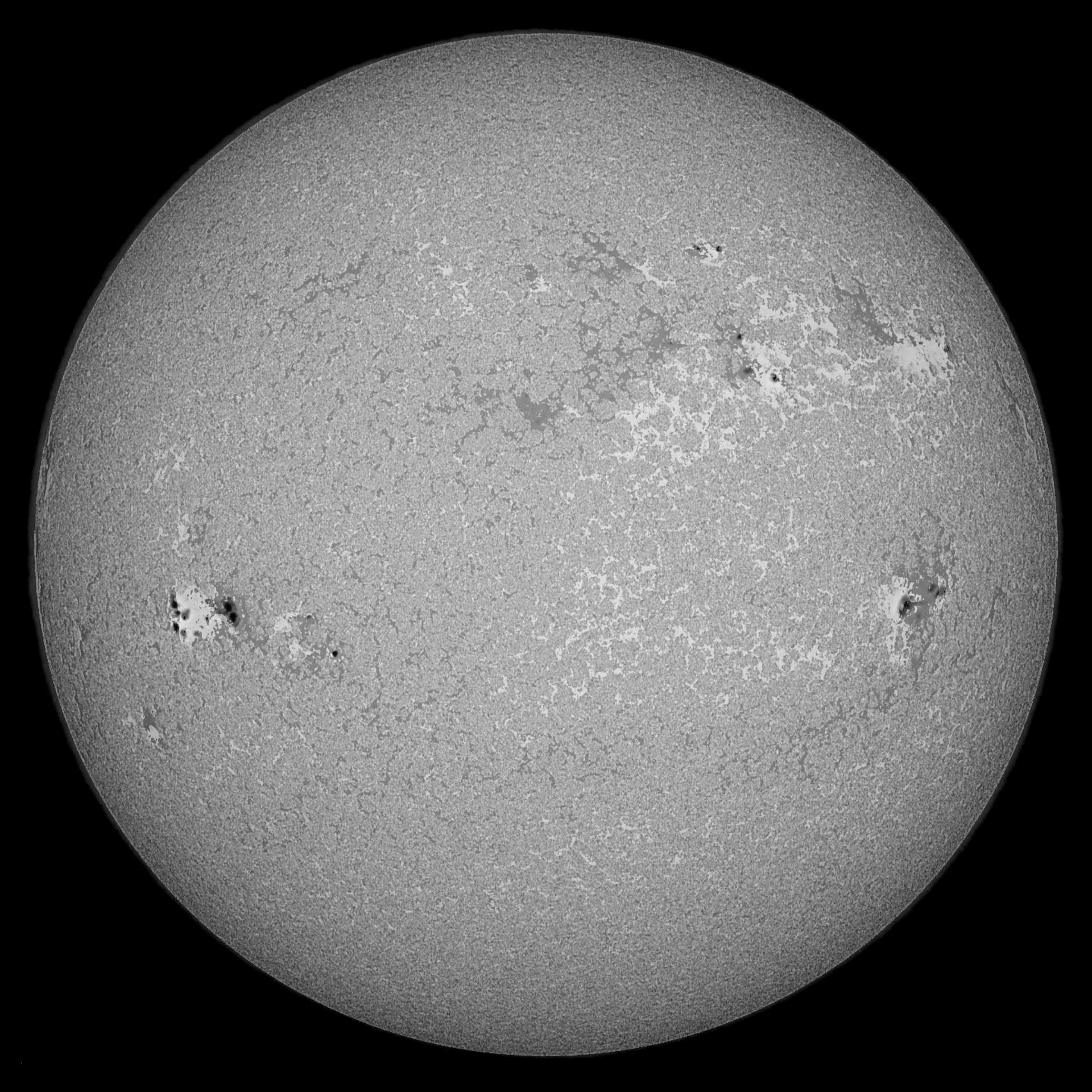 2025 March 04, 07:32 UT. Today's solar disk, north at top. This is a ...