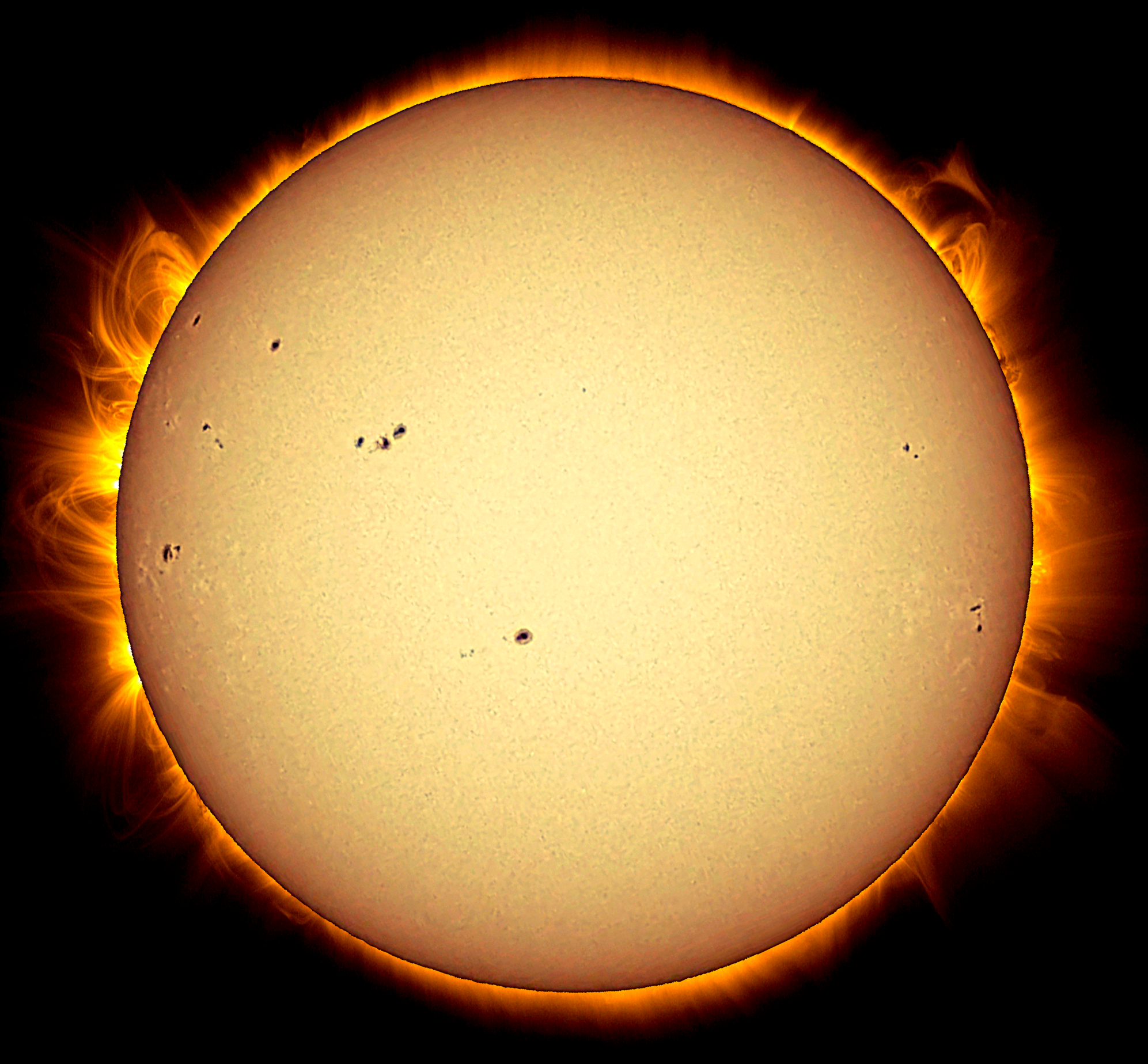 2025 March 11, 12:20 UT. Today's solar disk, with north at top. Please ...