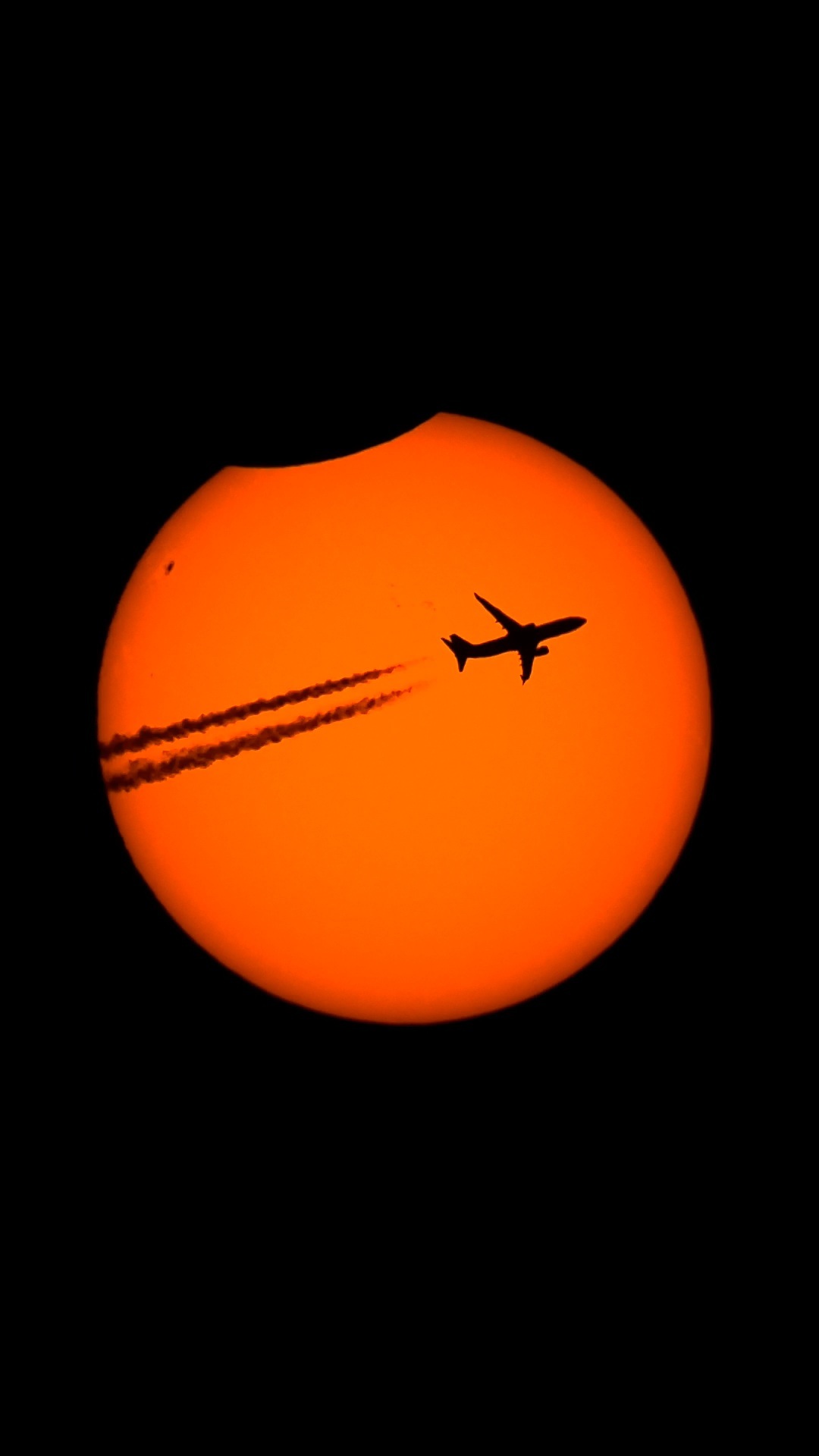 Caught this great pic of a plane transiting the Partial Solar Eclipse ...