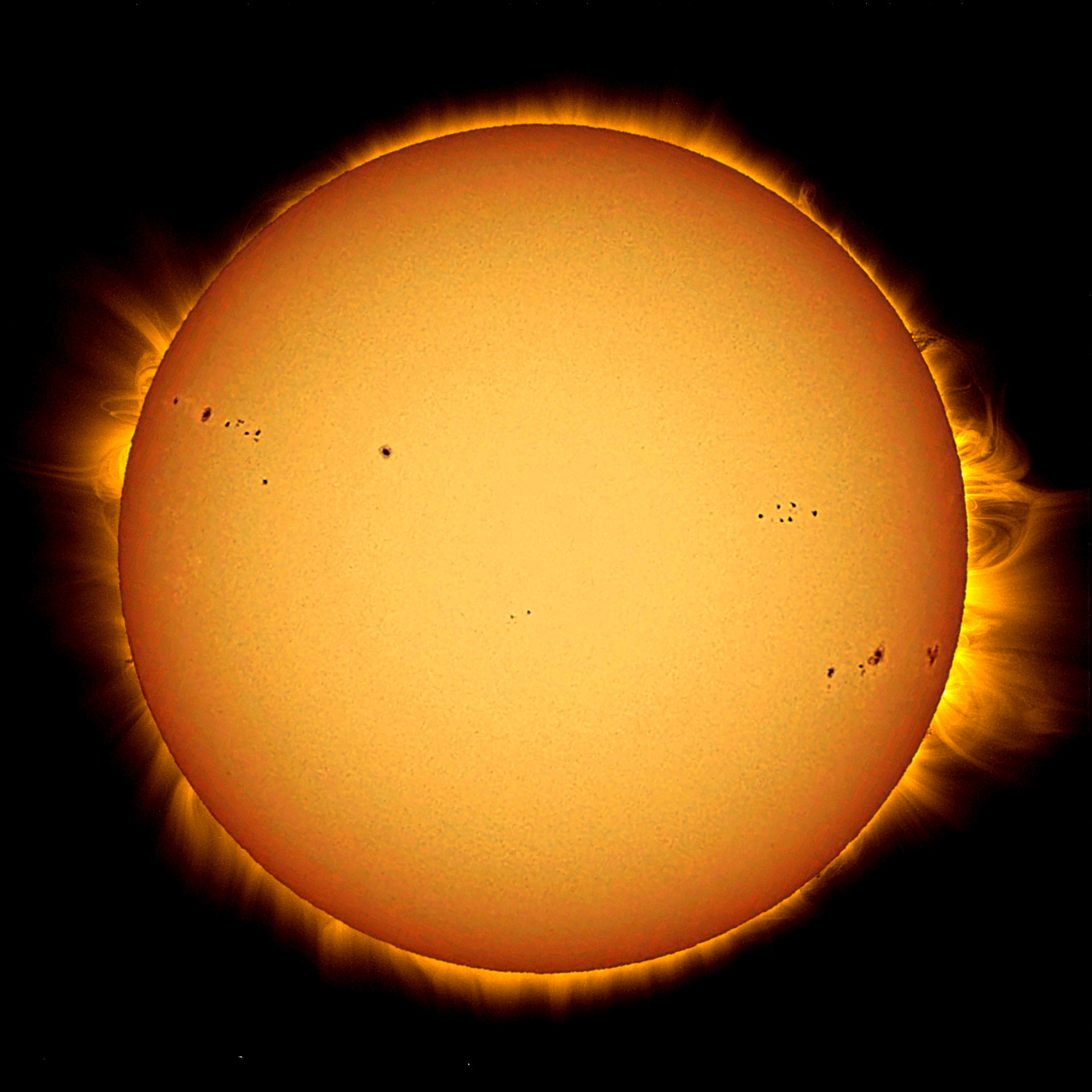 2025 June 13, 08:41 UT (09:41 BST). Today's solar disk, with north at ...